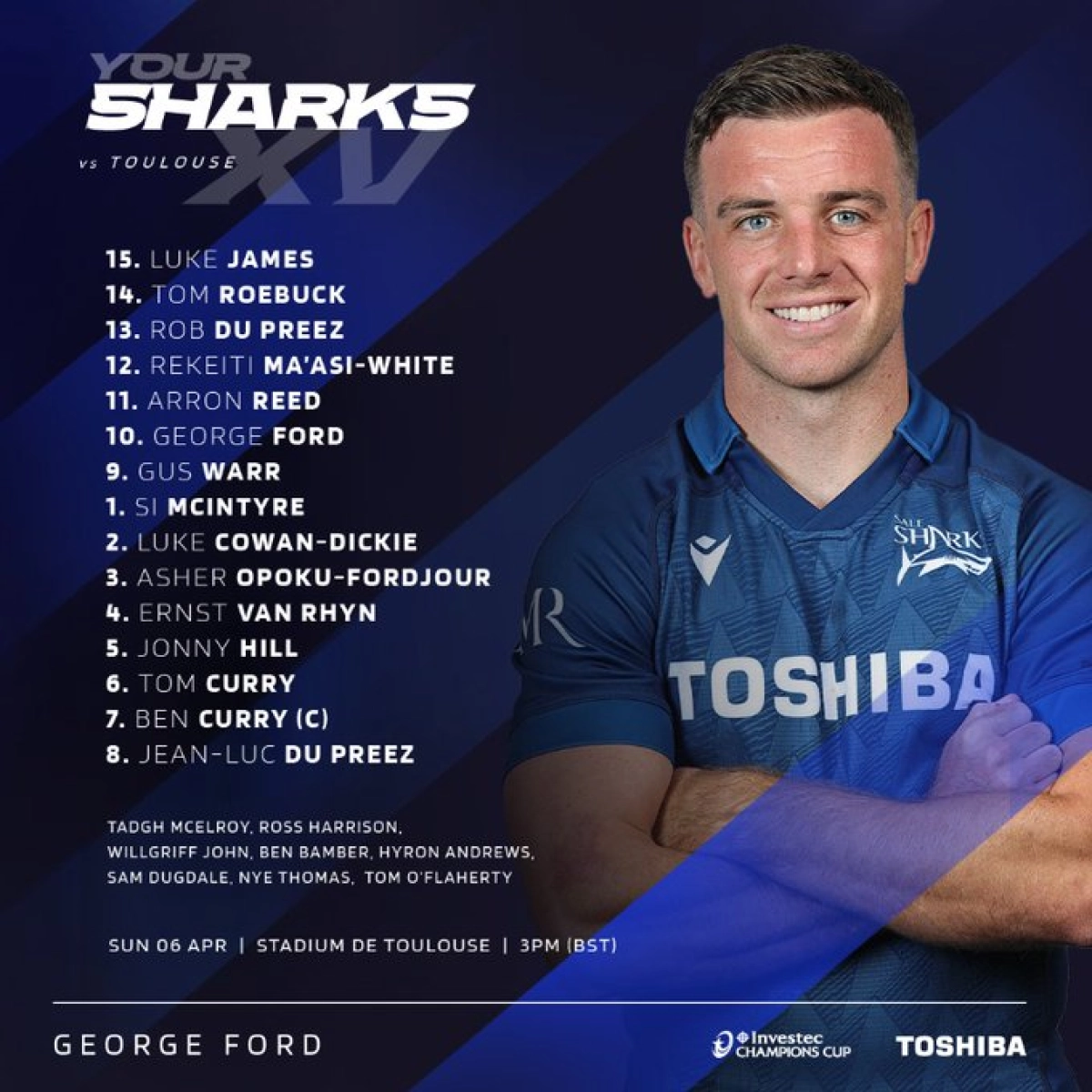 Toulouse vs Sale Sharks : Découvrez les compositions officielles
